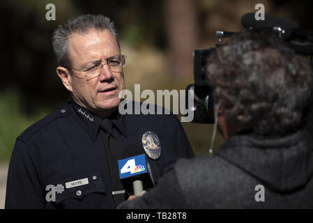 Los Angeles Police Chief Michel Moore speaks during a ceremony in honor ...