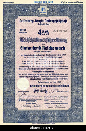 Historical share certificate, Historische Aktie, Treuhand ...