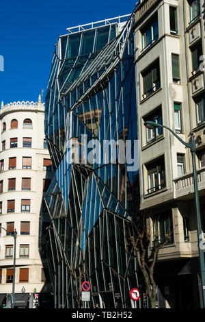 Bilbao, Spain. February 15, 2019. Iberdrola building taken from Moyua ...