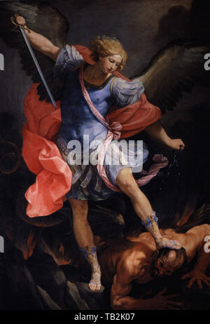 The Archangel Michael defeating Satan 1635 by Guido Reni Stock Photo ...