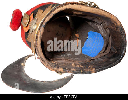 A Dutch shako M 1850 for 8th Regiment grenadiers, Black leather body ...