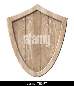 Wooden defense shield made of natural wood and with bright frame Stock ...