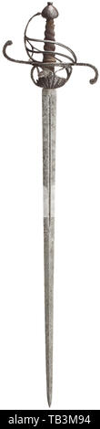 A German riding-sword, 1st half of the 17th century, Double-edged blade ...