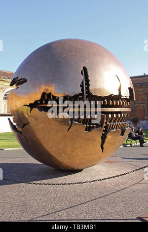 A big sphere sculpture in the Vatican Museum garden in Vatican City ...