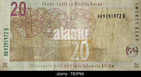 20 South African rands bank note. South African rands is the national ...