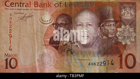 Currency, Lesotho, Banknote, Ten Maloti Stock Photo - Alamy