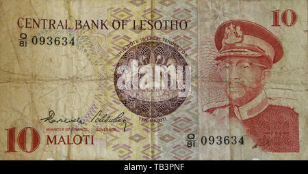 Currency, Lesotho, Banknote, Ten Maloti Stock Photo - Alamy