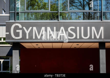 Facade with lettering Gymnasium, Germany Stock Photo - Alamy