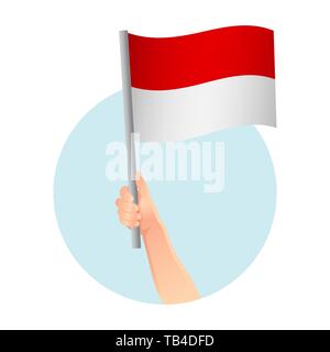 Monaco flag in hand. Patriotic background. National flag of Monaco ...
