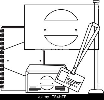 notepad and flag ,envelope with company emblem print Stock Vector Image ...