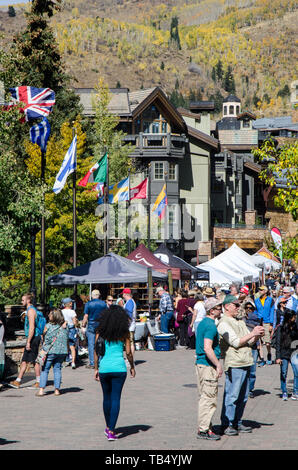 Vail, Colorado and the Vail Farmers Market at Vail Village Stock Photo ...