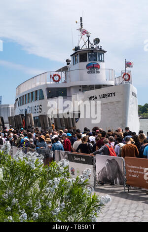 The dock at Battery Park, about to board New York Ferry to Liberty ...