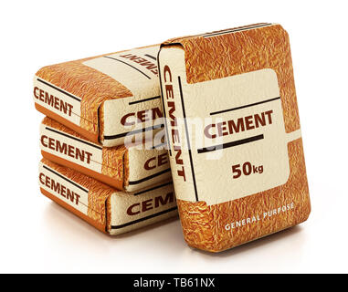 Cement bags with generic package design isolated on white background ...