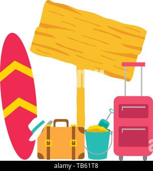 suitcases hat surfboard bucket guideboard Stock Vector Image & Art - Alamy