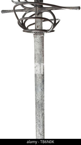 A German sword, circa 1620, Double-edged, slightly pitted blade, the ...