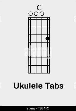 Ukulele tabulator with D major chord, vector illustration Stock Vector ...