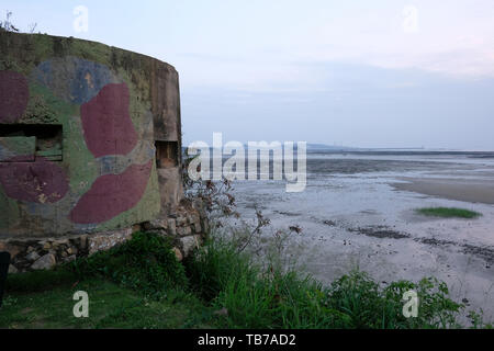 A deserted military bunker on the shore of Kinmen county or island in ...