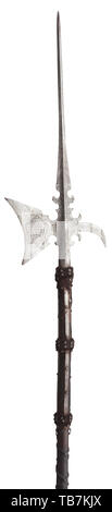 A Saxon palace guard halberd, dated 1609, Slender, ridged spike with ...