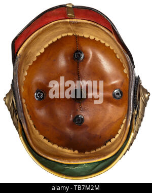 A helmet M 1871/97 for generals, Leather body (crazed, slightly sunken ...