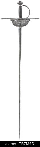 A Spanish cup-hilt rapier,circa 1660 Slightly pitted,flattened ridged ...