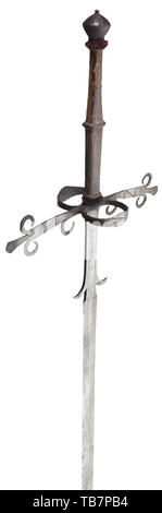 A German two-hand sword, circa 1580. Straight blade with long ricasso ...