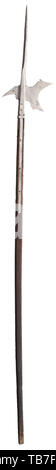 A German halberd, circa 1580, Short spike, concave axe blade pierced ...