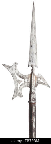A German halberd, circa 1620, Triangular ridged spike on baluster ...