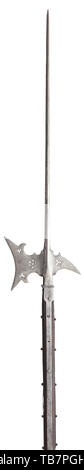 A German halberd, circa 1580, Long, quadrangular spike, concave axe ...