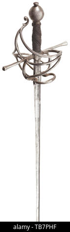 A German long rapier, circa 1600 Narrow thrusting blade of flattened ...