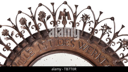 A wrought-iron wall mirror with national insignia and Cologne city coat ...