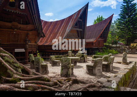 Traditional Batak style house at the Samosir island, Danau Toba ...