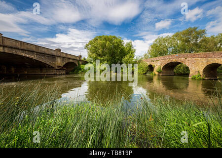 Pershore new bridge over the River Avon in flood, Worcestershire Stock ...
