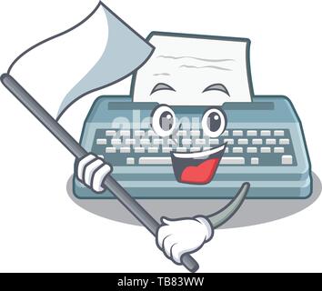 With flag document cartoon mascot on white background Stock Vector ...