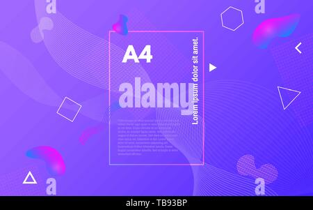 Liquid shapes cover with dynamic fluid. Holographic bauhaus grad Stock ...