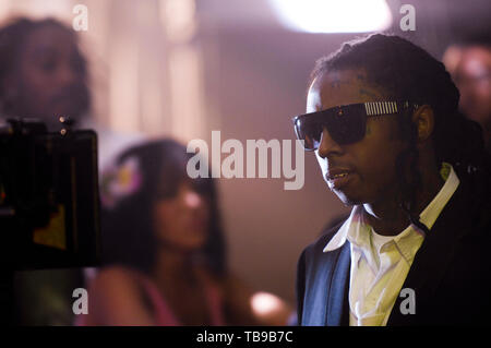 Rap Superstar Lil Wayne on the set of his music video "Prom Queen" at ...