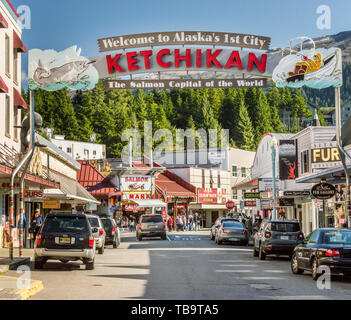 Ketchikan Alaska Welcome Sign On Mission Street, Ketchikan Alaska, A ...