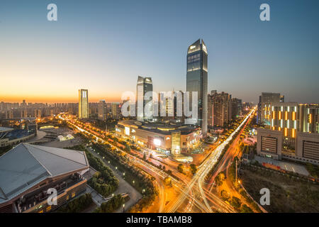 Hefei Vientiane City night view long exposure Stock Photo - Alamy