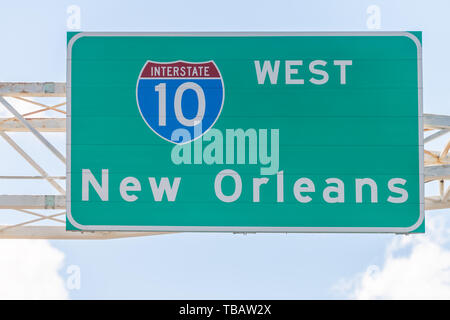 Highway road i10 west interstate 10 with direction sign and text on ...