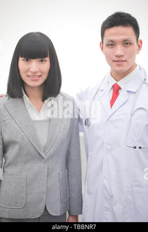 Asian young adult woman medical professional examining anatomical brain ...