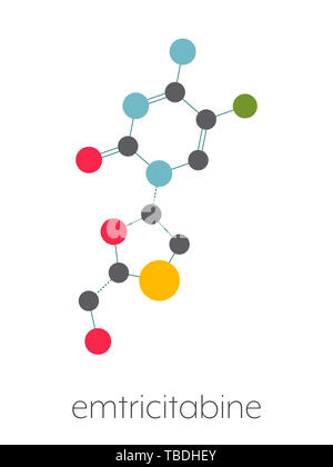 Emtricitabine. Molecular model of the drug emtricitabine (C8.H10.F.N3 ...