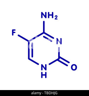 Flucytosine (5-fluorocytosine) antimycotic drug molecule. Stylized ...