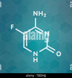 Flucytosine (5-fluorocytosine) antimycotic drug molecule. Stylized ...