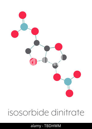 Isosorbide dinitrate (ISDN) vasodilator drug molecule. Used in ...