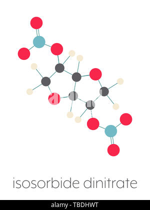 Isosorbide dinitrate (ISDN) vasodilator drug molecule. Used in ...