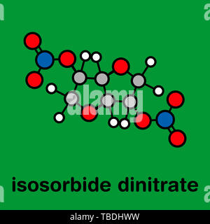 Isosorbide dinitrate (ISDN) vasodilator drug molecule. Used in ...