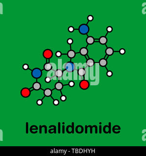 Lenalidomide multiple myeloma drug molecule. Stylized skeletal formula ...