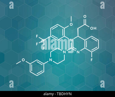 letermovir cytomegalovirus (CMV) drug molecule. Skeletal formula Stock ...