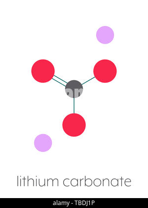 Lithium carbonate (Li2CO3) bipolar disorder drug, chemical structure ...