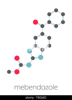 Mebendazole anthelmintic drug molecule. Used to treat worm infestations ...