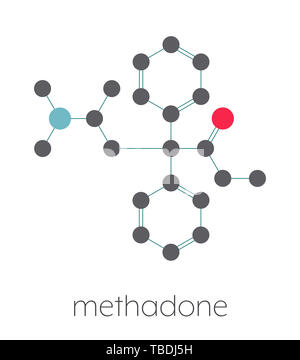 Methadone opioid dependency drug molecule. Also used as analgesic ...